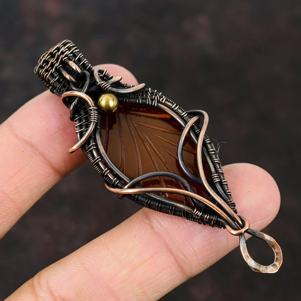 Copper Wire Wrapped Pendant | Gemstone Wire Wrap Pendant | Tanay Jewels