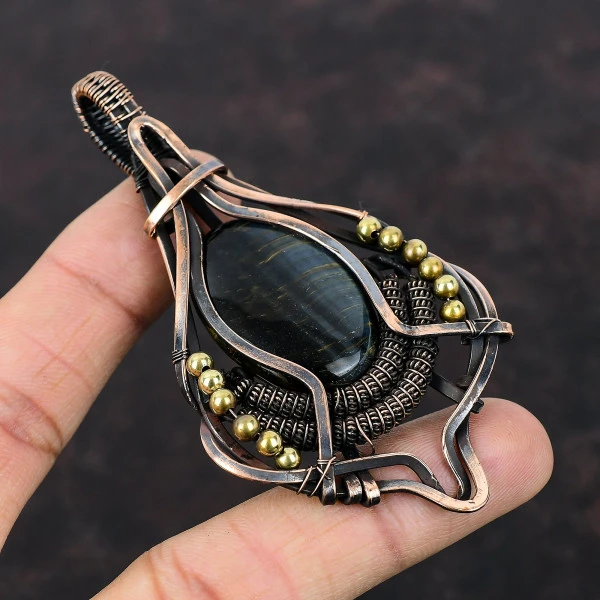 Copper Wire Wrapped Pendant | Gemstone Wire Wrap Pendant | Tanay Jewels