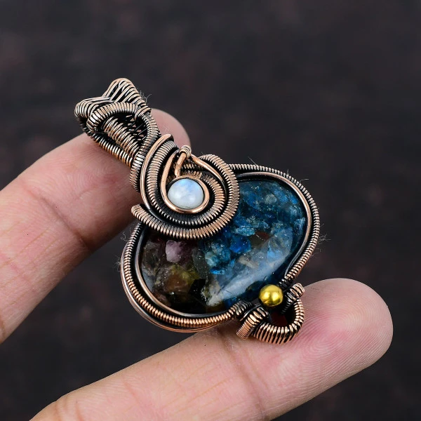 Copper Wire Wrapped Pendant | Gemstone Wire Wrap Pendant | Tanay Jewels