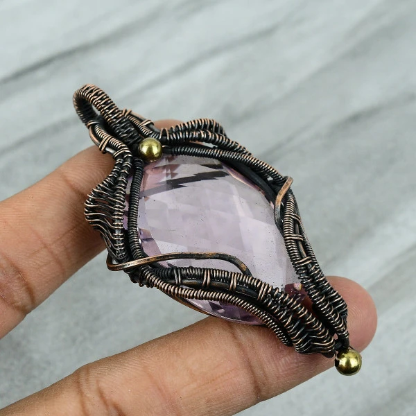 Copper Wire Wrapped Pendant | Gemstone Wire Wrap Pendant | Tanay Jewels