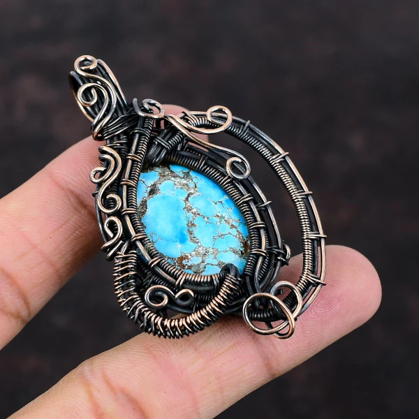Copper Wire Wrapped Pendant | Gemstone Wire Wrap Pendant | Tanay Jewels
