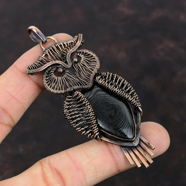 Copper Wire Wrapped Pendant | Gemstone Wire Wrap Pendant | Tanay Jewels