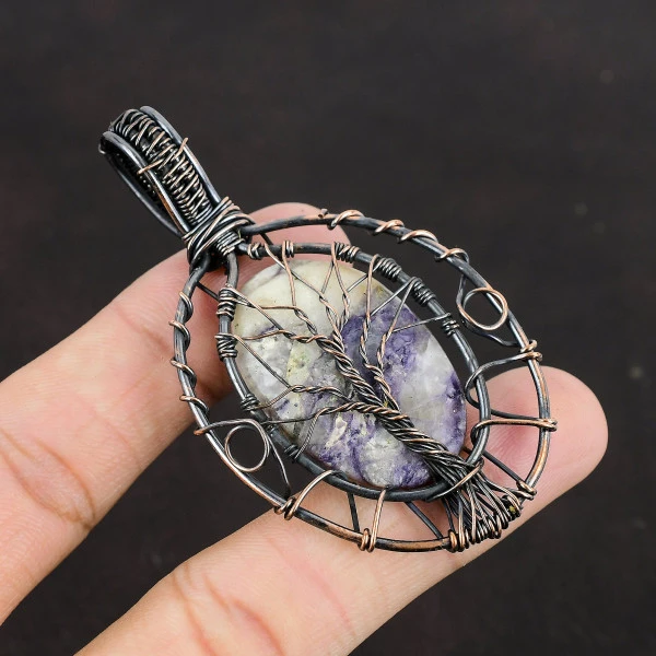 Copper Wire Wrapped Pendant | Gemstone Wire Wrap Pendant | Tanay Jewels