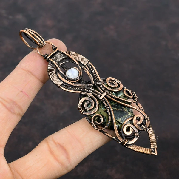 Copper Wire Wrapped Pendant | Gemstone Wire Wrap Pendant | Tanay Jewels