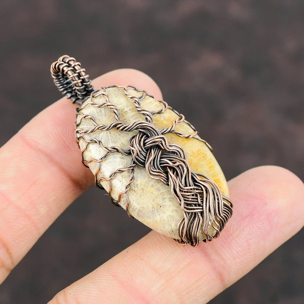 Copper Wire Wrapped Pendant | Gemstone Wire Wrap Pendant | Tanay Jewels